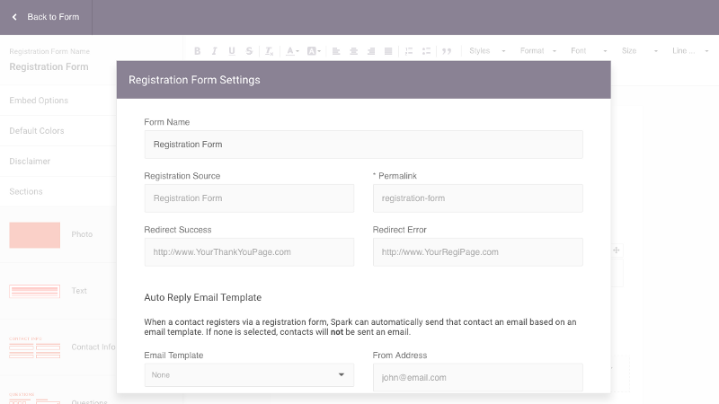 Registration Form Upgrades